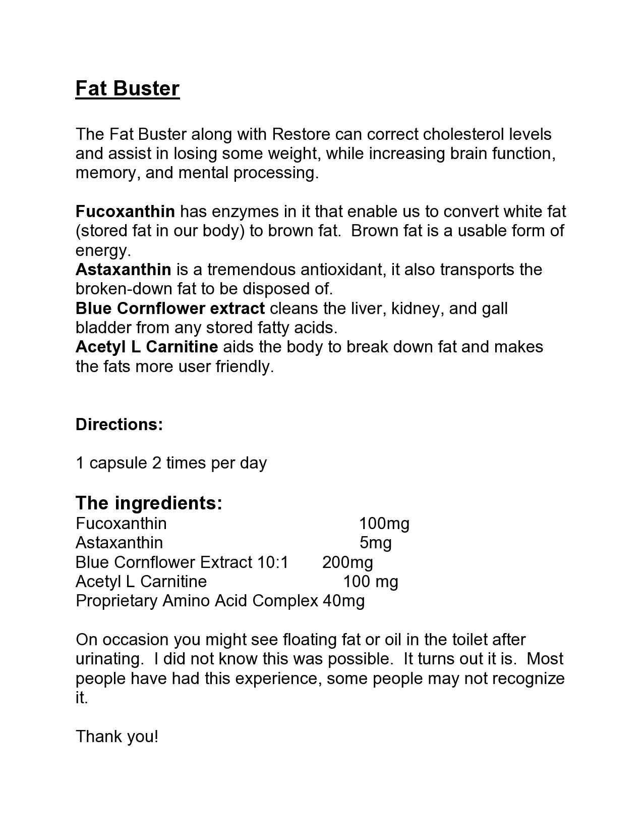 Fat Buster | Brain Health Formulas Bio-Technologies